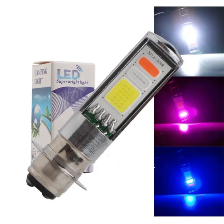 3 Colors LED Headlight Bulb with Flasher – White, Red, Blue – Metal ...