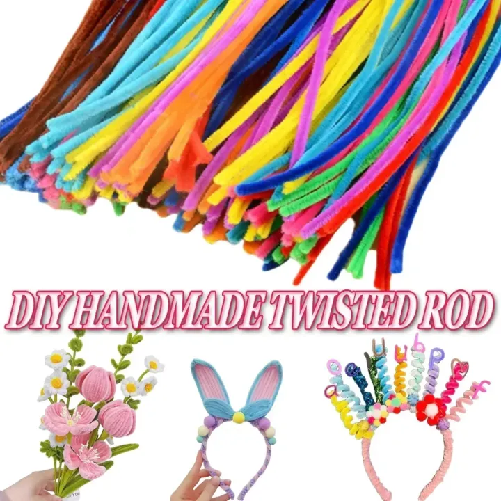 100-1000Pcs Colorful Chenille Stem Pipe Cleaners Plush Twisted Stem ...