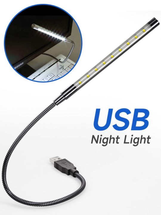 USB LED Book Light USB Powered Metal Material 10 LED Flexible Night ...