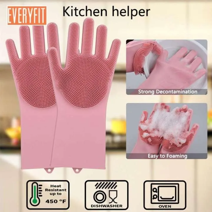 Silicon Washing Gloves, kitchen Helper, kitchen items, Heat Resistant ...