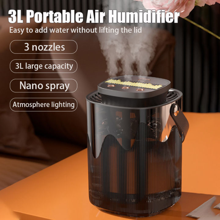 3L Air Humidifier Portable Small Aroma Diffuser 3 Spray Ports Large ...