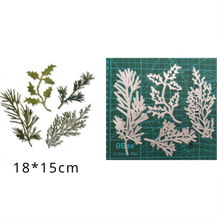 Metal Christmas Plants Cutting Dies for Scrapbooking Branch Pine Tree ...