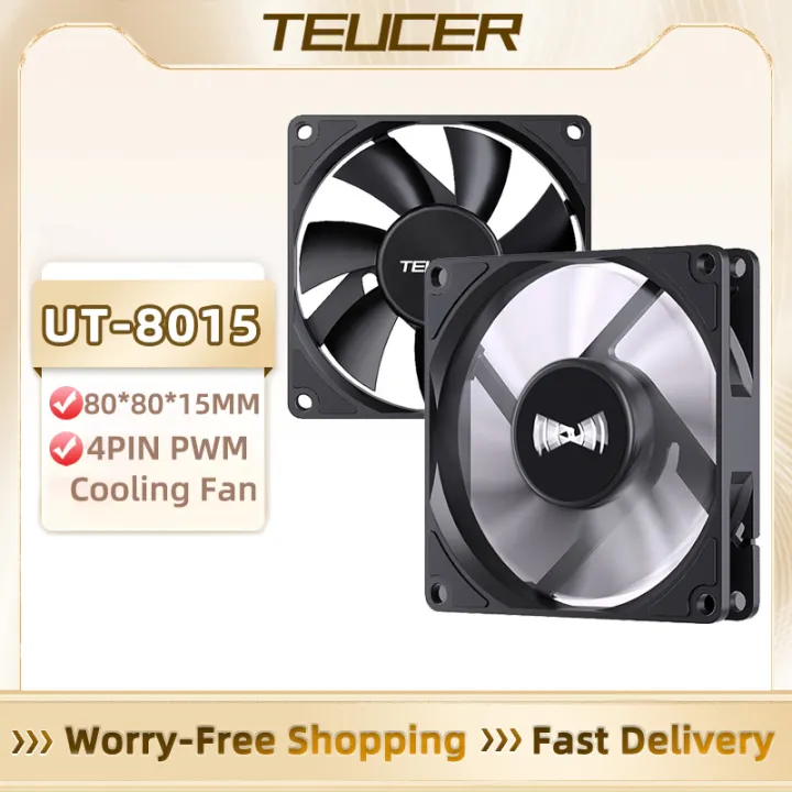 TEUCER UT-8015 PC Case Fan 8cm 4-pin 1200-3000RPM Intelligent Temperature Control Cooling Fan ...