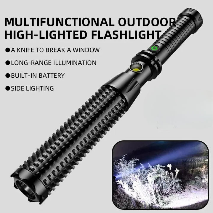 Self-defense Flashlight Window Breaker Hammer USB Rechargeable Super ...