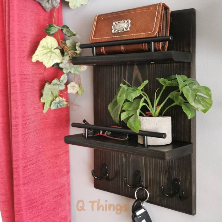 Entryway Organizer with hooks, Key Rack Mail Holder, Shelf with Hooks ...