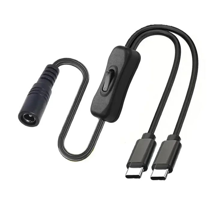 DC 5.5mm x 2.1mm to USB C Power Cord, DC Female to Type C / Micro USB ...