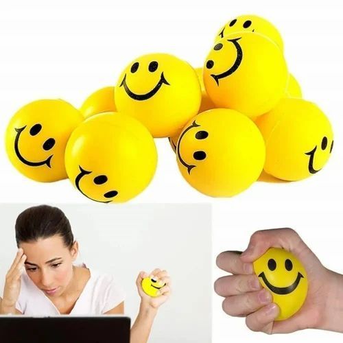 2 pcsYellow Smiley Face Balls Stress Relief Foam Squishy Kids Toys ...