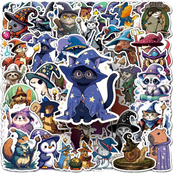 50Pcs Cute Gothic Witch Animals Stickers Wizard Graffiti Stickers DIY ...
