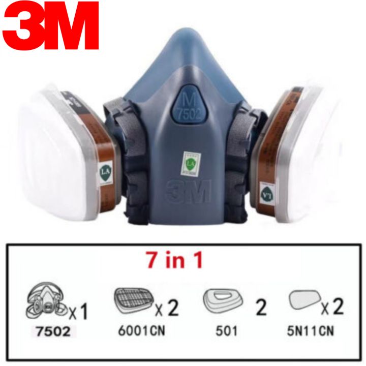3M 7502 Half Facepiece Reusable Respirator- Chemical Gas Mask - Protect ...