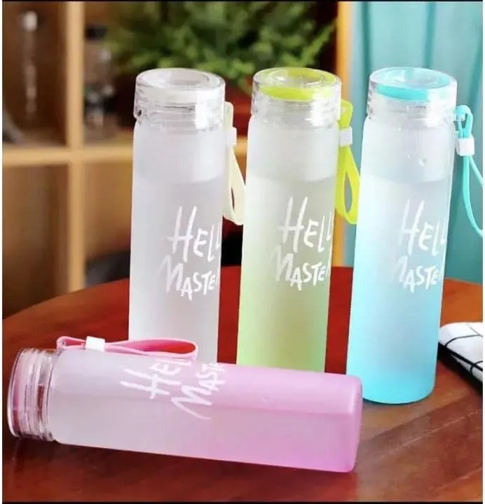 Hello Master Glass Water Bottle with Airtight Cap Holder Strap, 480 ml ...