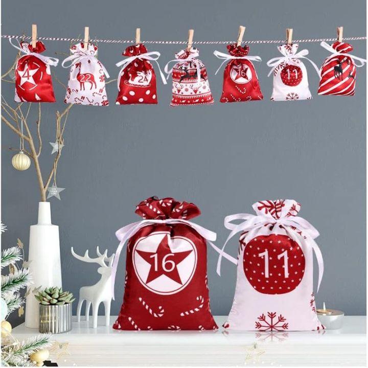 Advent Calendar Gift Bag Set 24pcs/set DIY Christmas Advent Calendar ...