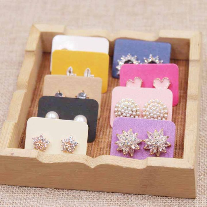 100pcs cute solid color earring paper package card DIY small stud ...