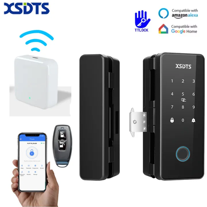 TT-Lock Smart Glass Door Lock Bluetooth Biometric Fingerprint Password ...