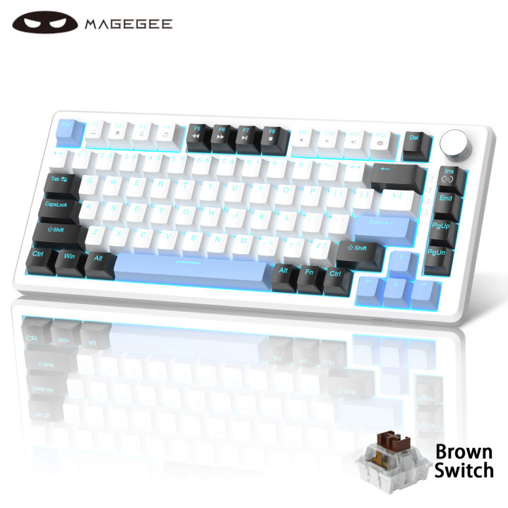 MageGee 75% Mechanical Gaming Keyboard with Knob Control, Compact Blue ...