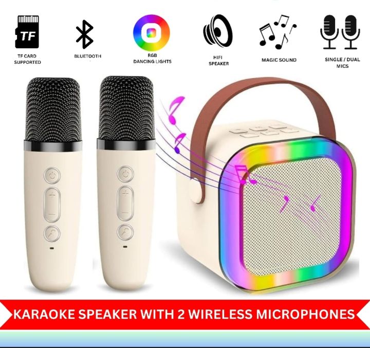 K12 Wireless Mic With Speaker - Single / Double RGB 7 Colour Dancing ...