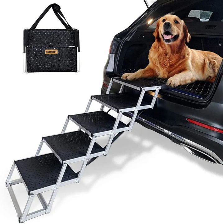 COLORFEY Dog Ramp Stair Steps - Upgrade 5 Steps Large Dog Ramp ...