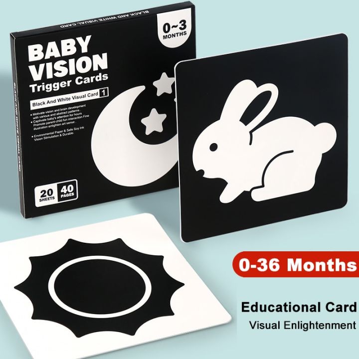 Baby Visual Stimulation Cards Montessori High Contrast Flash Card ...