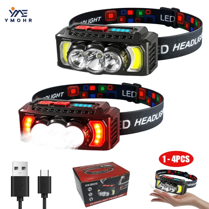 Dual Lights Headlamp LED Rechargeable 18650 Battery Headlamp Powerful ...