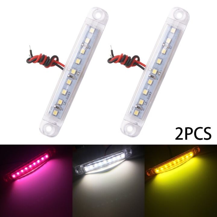 2pcs 24v 9LED Truck Trailer Side Marker Indicator Light Car Signal ...