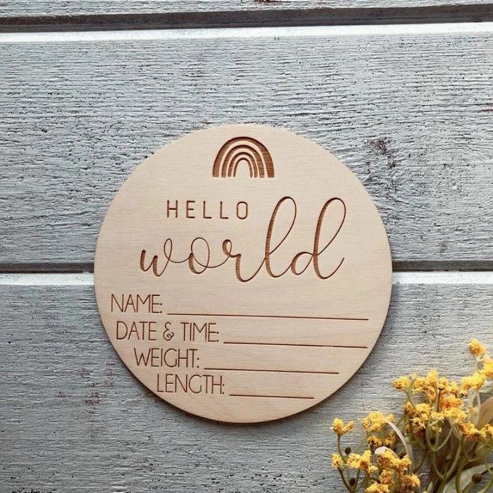 Baby Wooden Milestone Card Engraved Wooden Hello World Milestone ...