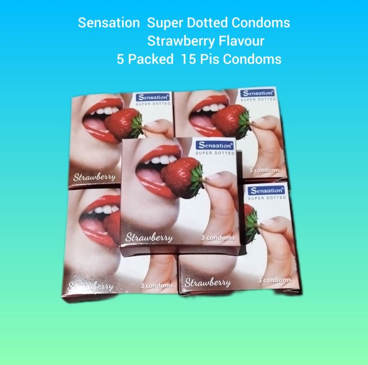 Sensation Strawberry flavour super dotted condoms 5 Combo packed 3s(3×5=15) pis | Daraz.com.bd
