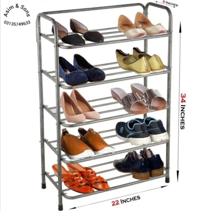 5 Layers Iron Shoe Rack Kitchen Stand Lightweight Shoe Organizer ...