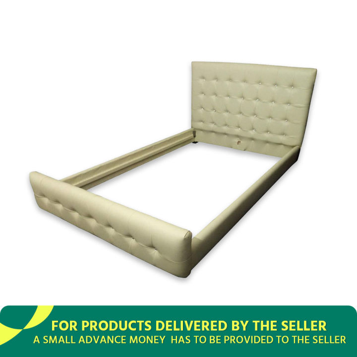 Comfortable Rexin GODI BED with Cream Color Rexin , stone allover Code ...