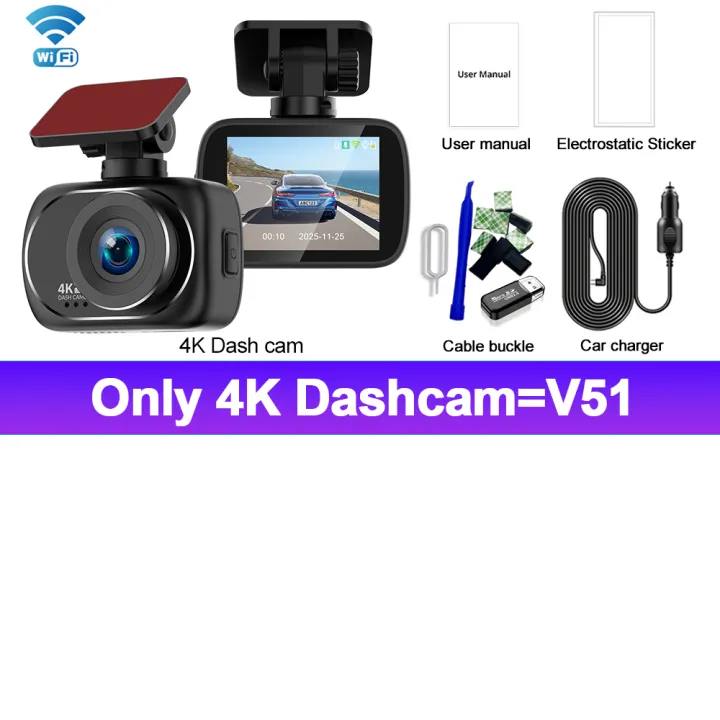Dash Cam Dual Lens 4K UHD Recording Car Camera DVR Night Vision Video ...