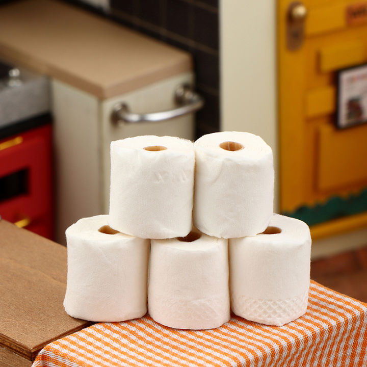 5Pcs Dollhouse Miniature Roll Paper Towel Model Mini Simulation Dolls ...