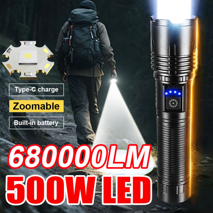 NEW 6800000LM 500W/300W High Power LED Flashlights Rechargeable ...