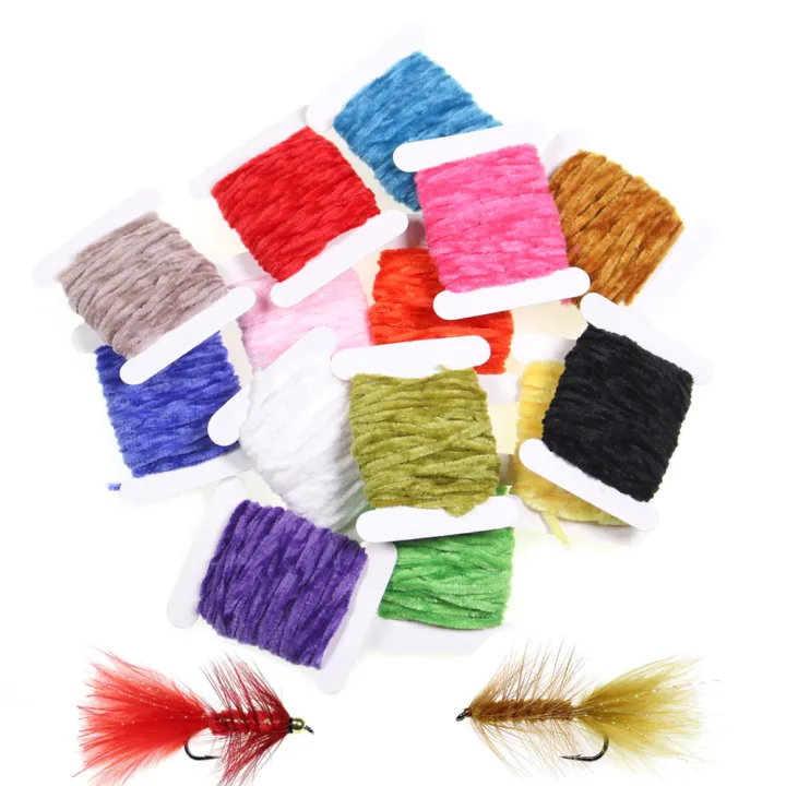 5m/Card Rayon Chenille Yarn Fly Tying Material For Tying Worms Woolly ...