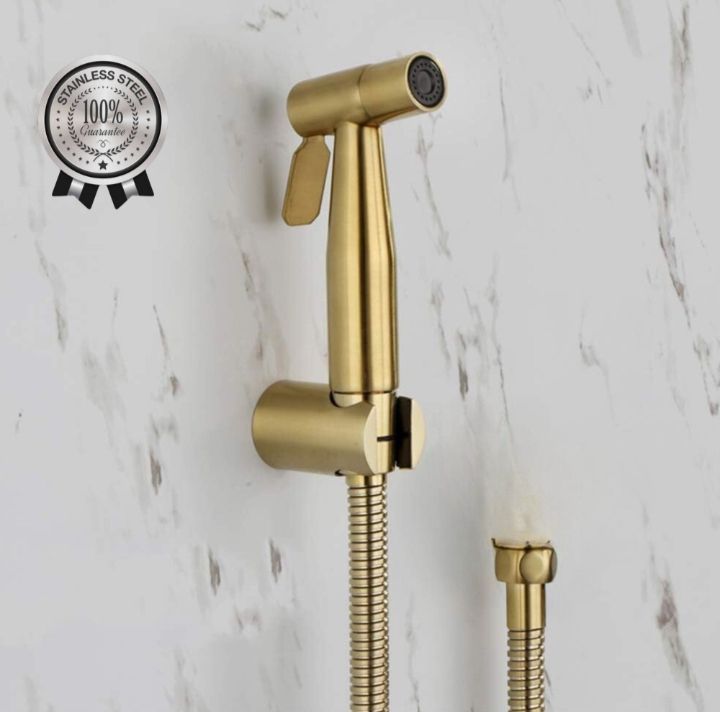 MUSLIM SHOWER STAINLESS STEEL GOLDEN,WITH CONNECTION PIPE AND HOLDER ...