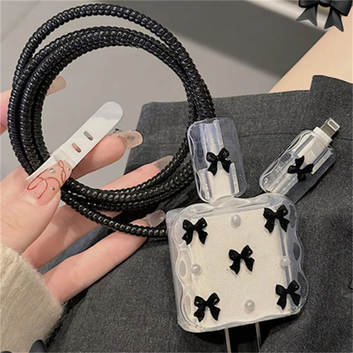 Korean Clear Black Bow Charge Protective Case For iPhone 18W-20W US ...