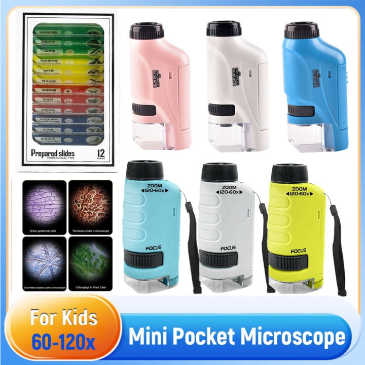 Handheld Pocket Microscope 60-120X Educational Science Microscope ...