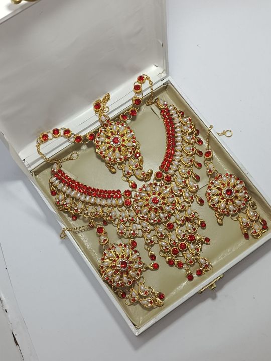 Fancy Bridal Jewellery Set With matapati | Daraz.pk