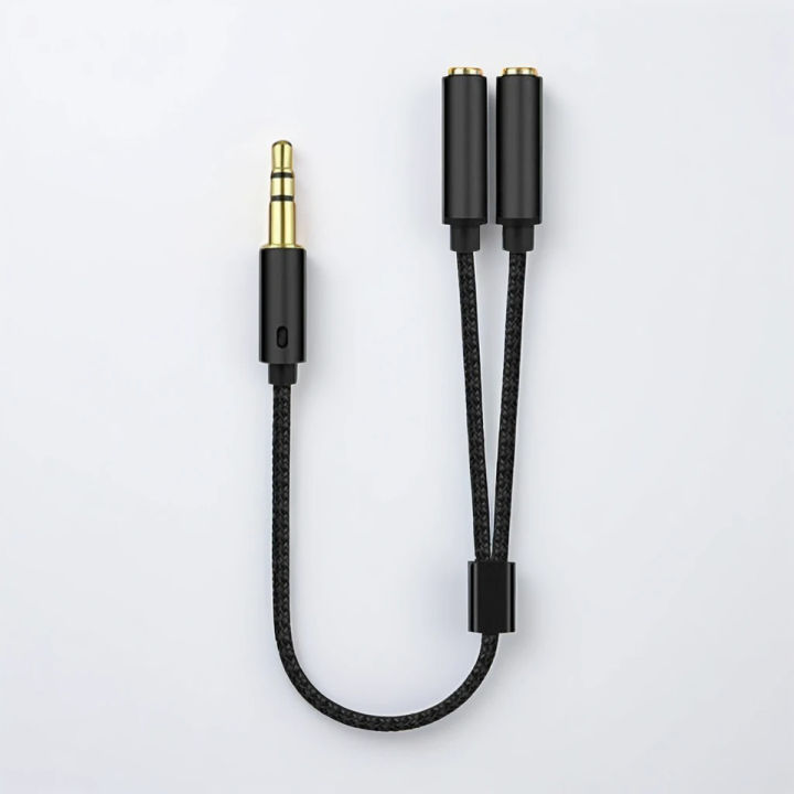 3.5mm Audio Splitter Cable 1 Male to 2 Female Headphone Microphone ...