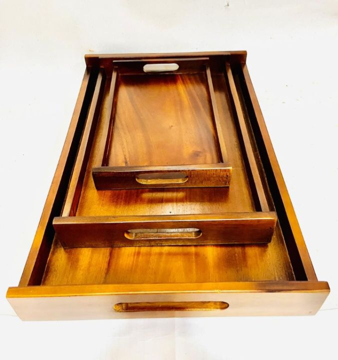 Real wooden beautiful tray set | Daraz.lk