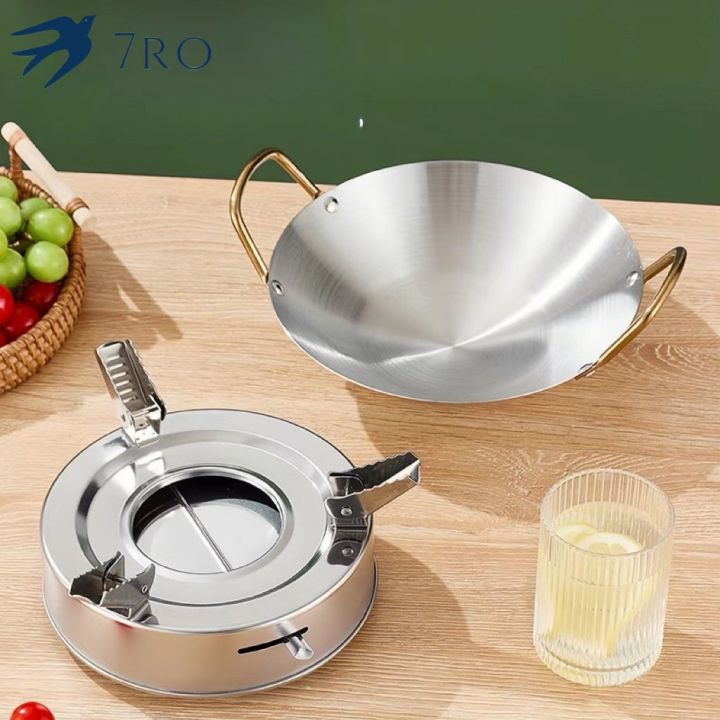 Camping stove alcohol stove solid liquid dry pot stainless steel thick ...