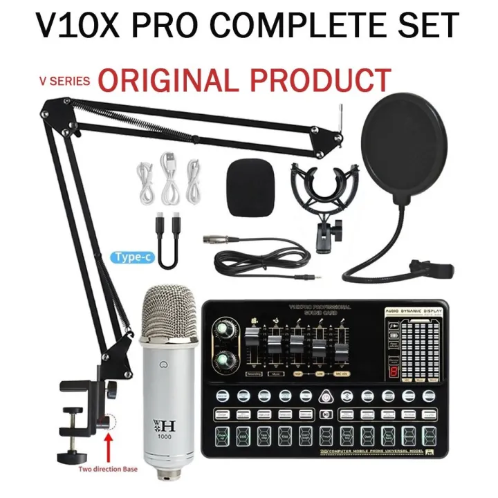 V10x Pro Live Sound Card Professional Complete Set Condenser Microphone ...