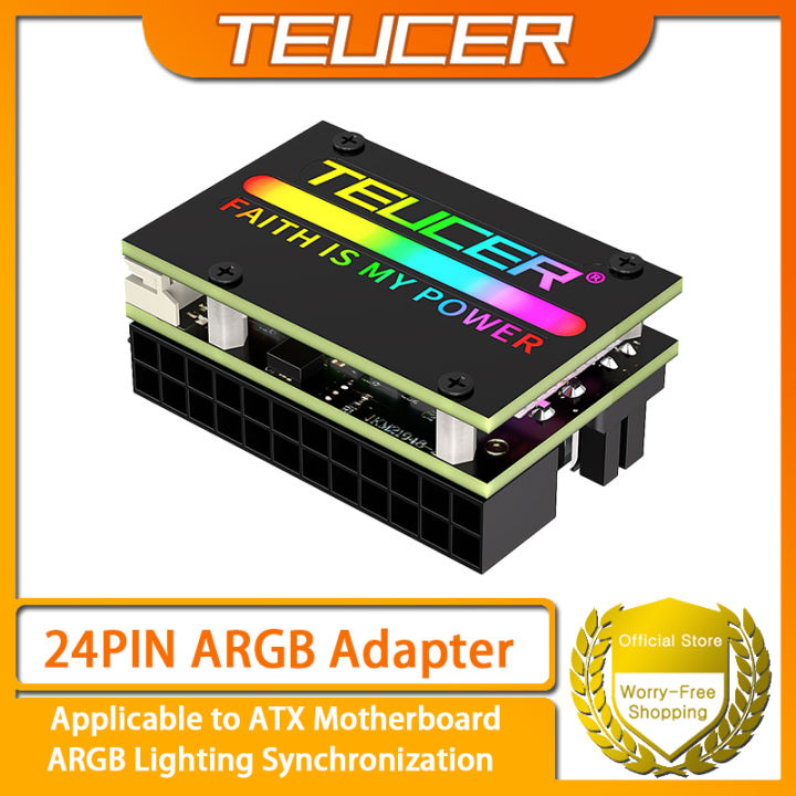 TEUCER 24PIN Motherboard Adapter ATX 90° Conversion Head 5V 3PIN RGB ...