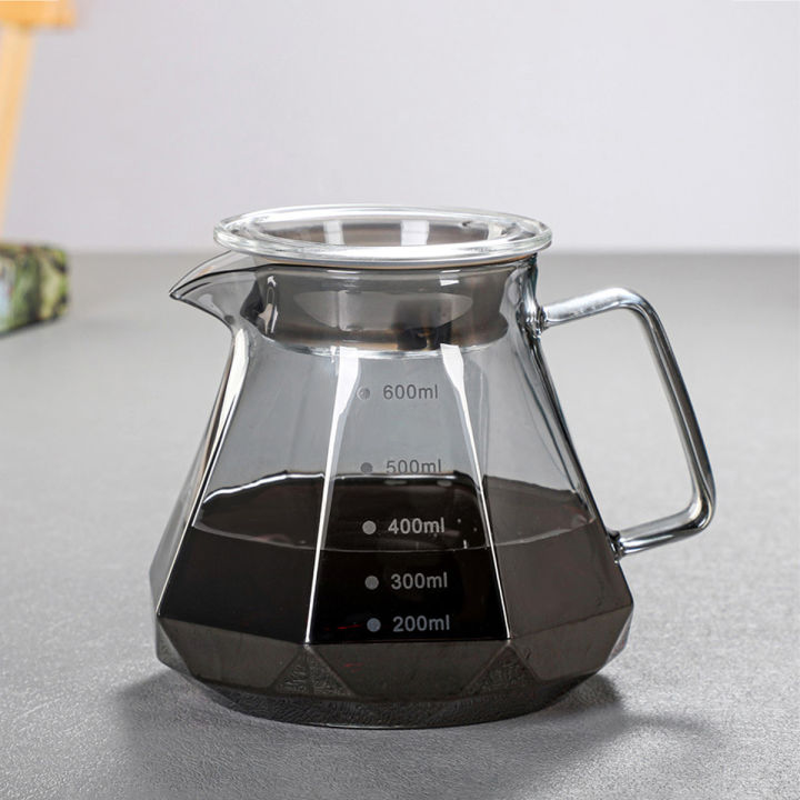 Leeseph Diamond Shaped Coffee Kettle Glass Coffee Pot Heat Resistant ...