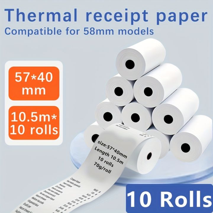 10 Rolls 57x40mm Cash Register Paper Thermal Paper for POS Printer for ...
