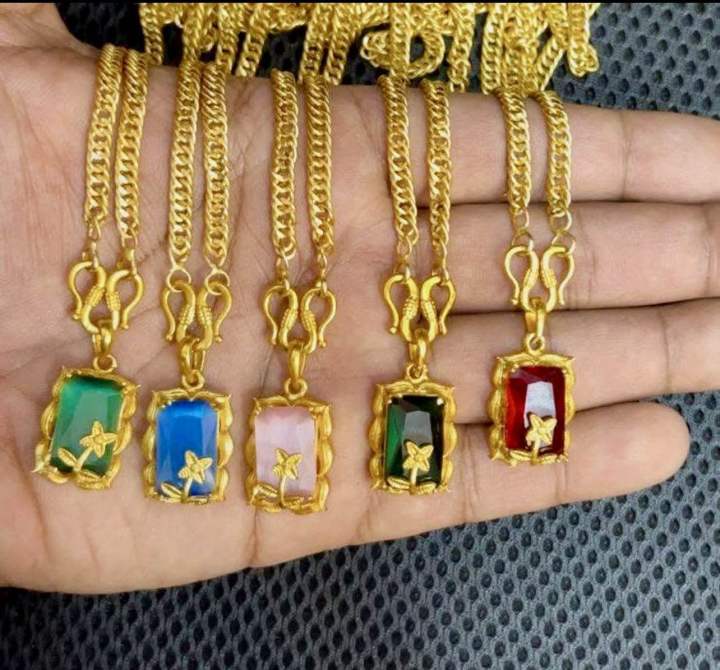 'Panchadhatu' Gold Plated Chain With "Multiclour Attractive Stone ...