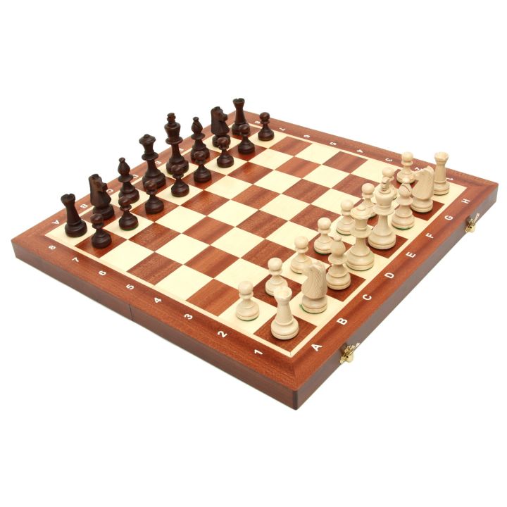 PlayVibe Wooden Chess Set 13''15"17 - Checkers & Chess Board Game with ...