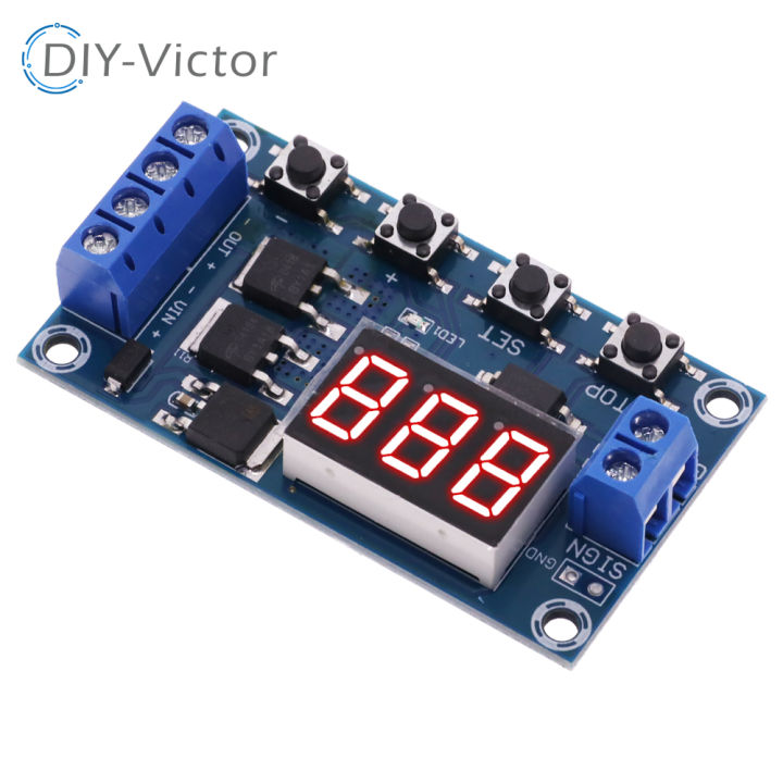 LED Digital Time Delay Relay DC 12V 24V Display Automation Cycle Delay ...