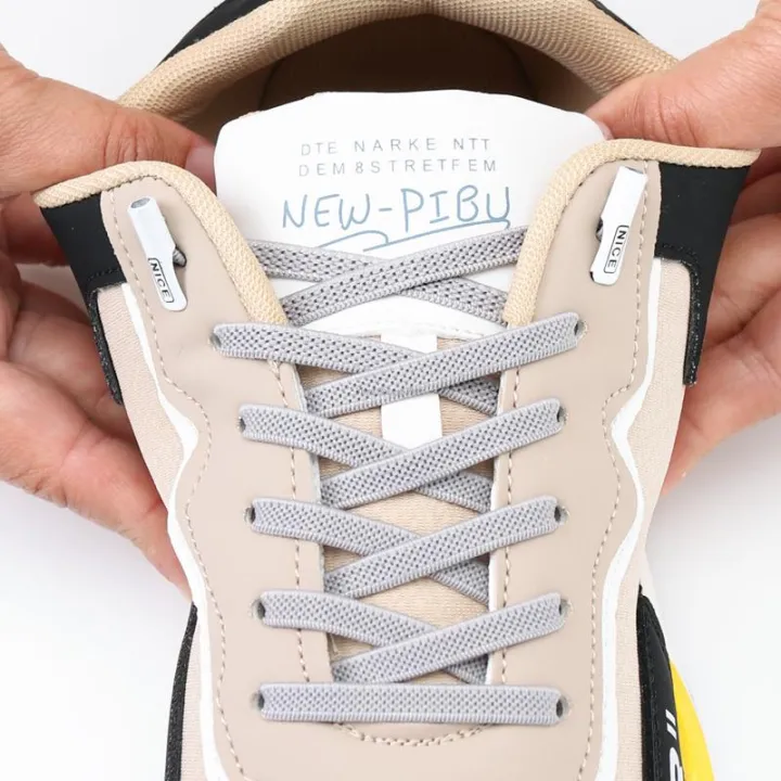 Fashion No Tie Shoe laces Elastic Laces Sneakers Flat Shoelaces without ...