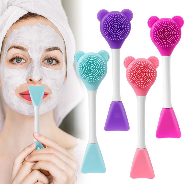 Double Head Facial Mask Brush Silicone Applicator Spoon Spatula ...