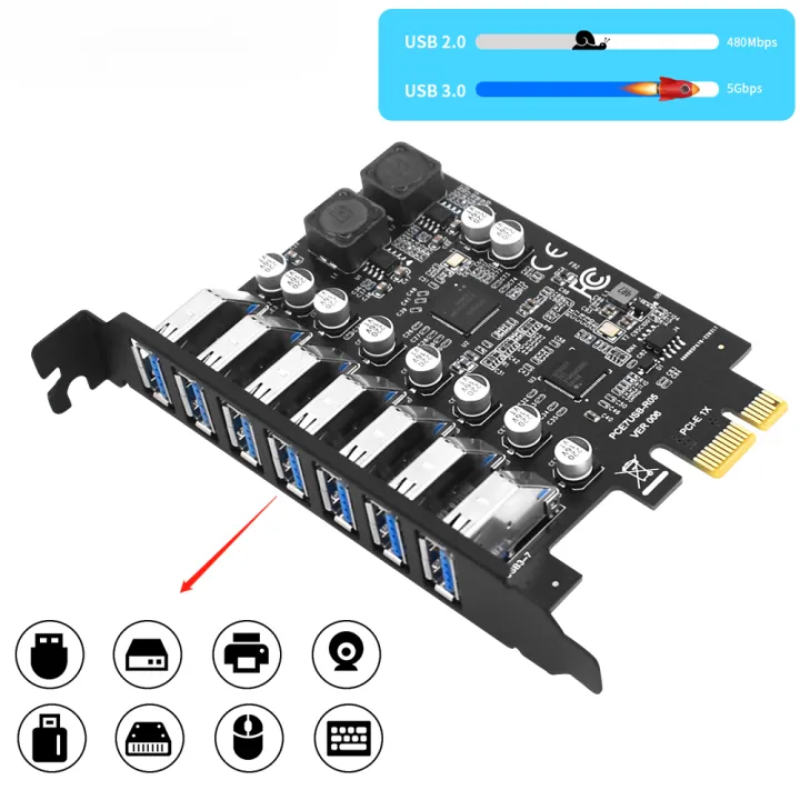 USB 3.2 Gen1 PCI Express Multiplier PCI E to 7 ports USB 3 Hub ...