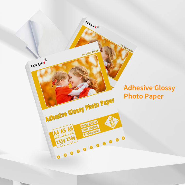 Adhesive Backed Photo Paper A4 A5 A6 Single-Sided Glossy Sticker 135G ...