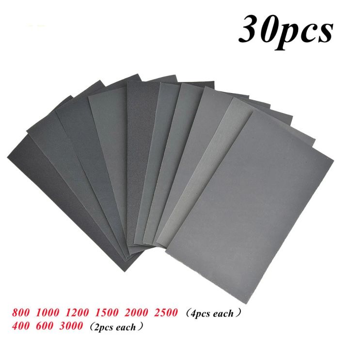 30Pcs Wet Dry Sandpaper 400-2500 Grit Sanding Paper Abrasive Tools Sand ...